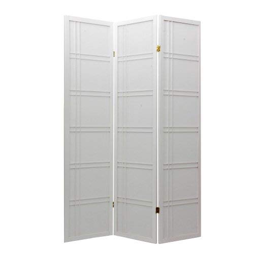 ORIENTAL Furniture 6 ft. Tall Double Cross Shoji Screen - White - 3 Panels
