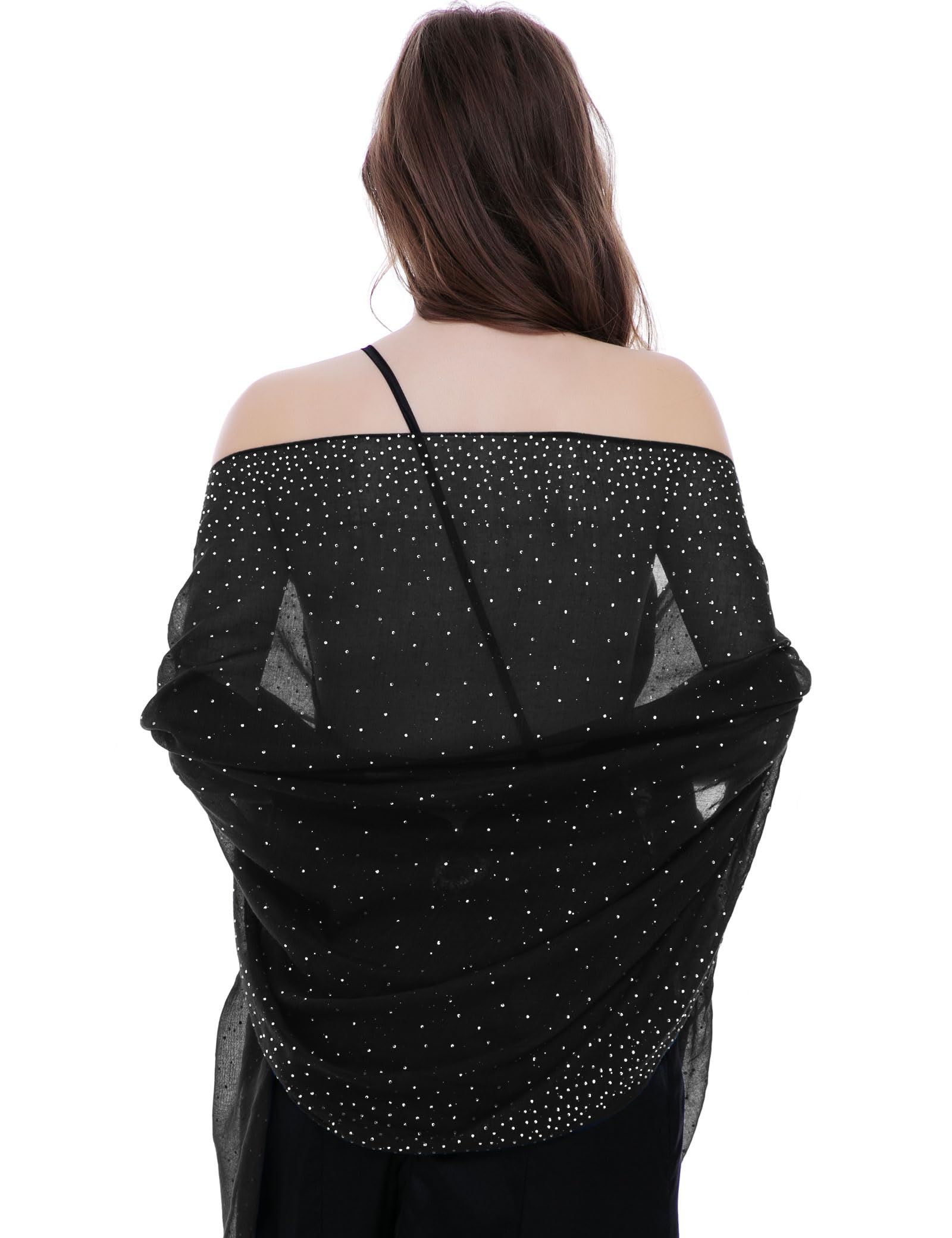 BANETTETA Shawl Silver Shawls and Wraps for Evening Dresses Shawl Shawl Wraps for Women Shawls and Wraps for Weddings Ladies Shawls and Wraps Fall (Black Silver)