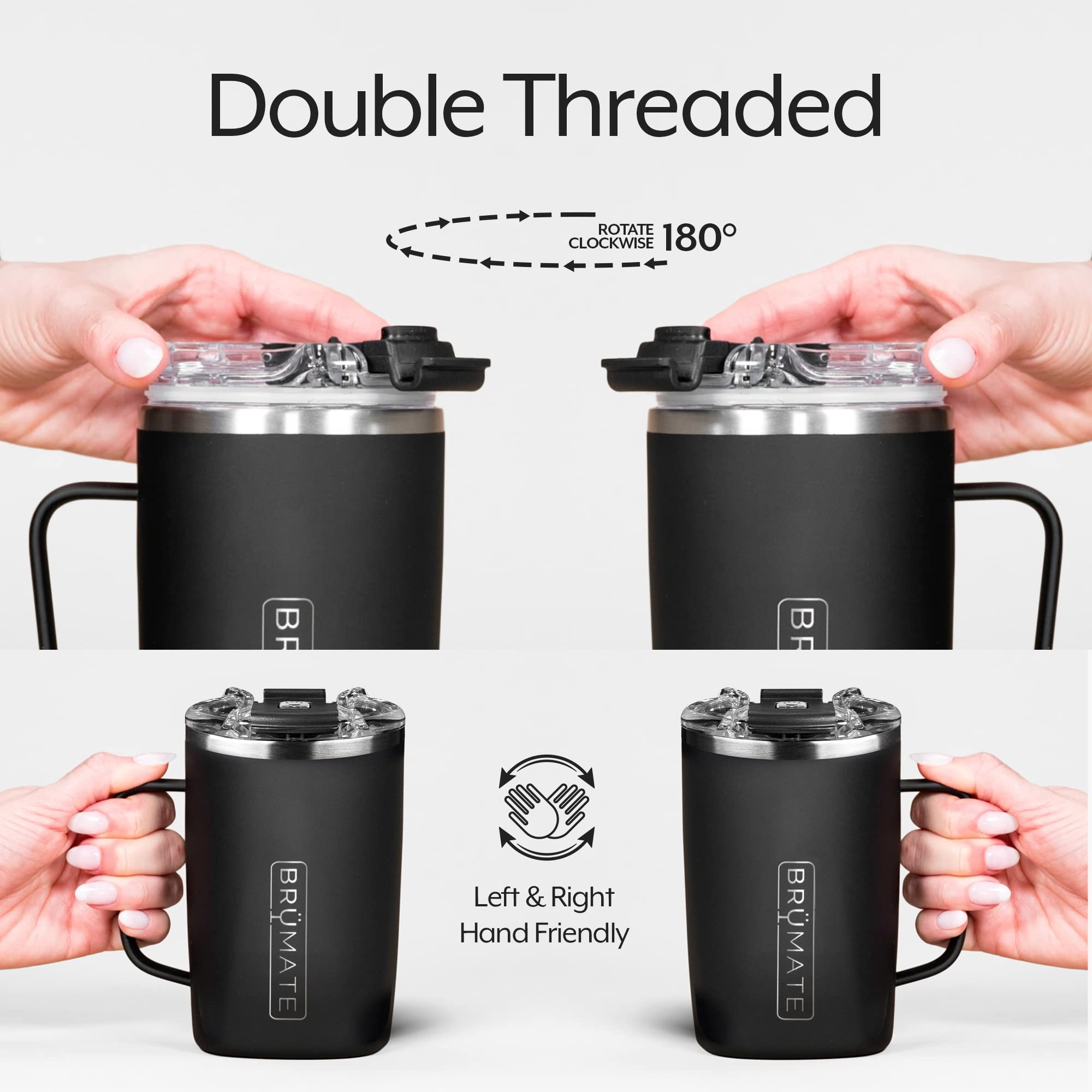 BrüMate Toddy - 16oz 100% Leak Proof Insulated Coffee Mug with Handle & Lid - Stainless Steel Coffee Travel Mug - Double Walled Coffee Cup (Glitter Rainbow)