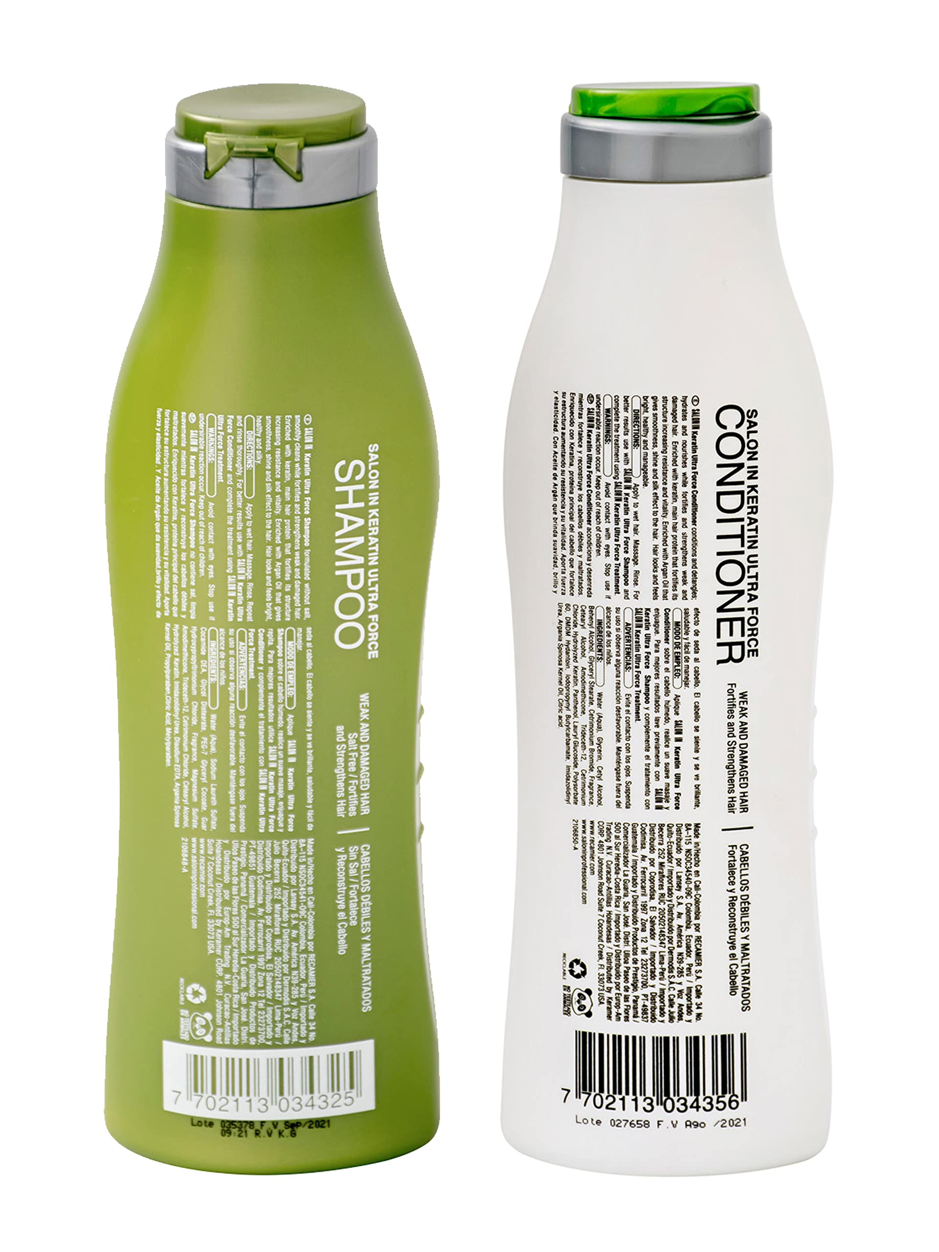 Recamier Saloon in Keratin Ultra Force Shampoo & Conditioner Set 10.5 Oz Sizes