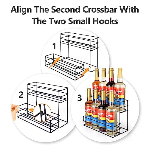 kimilus 8 Bottle Capacity Coffee Syrup Organizer 2 Tier Coffee Syrup Stand Shelf for Coffee Bar Kitchen Small Wine Rack for Bar Family Storage for Syrup Wine Dressing