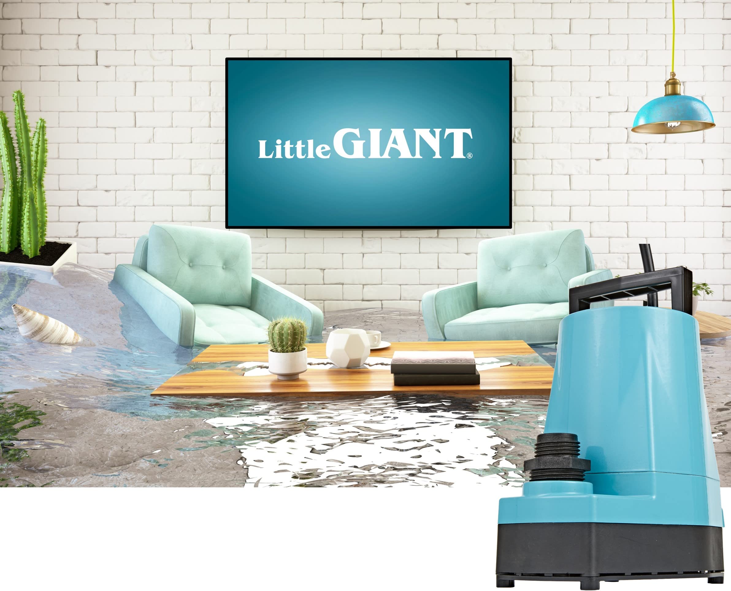 Little Giant LG5MSP 1/6 HP Submersible Hydroponic Pump, 5-MSP, 115V, GPH-LG5MSP, 1200 GPH, Blue & 599008 Piggyback Diaphragm Switch