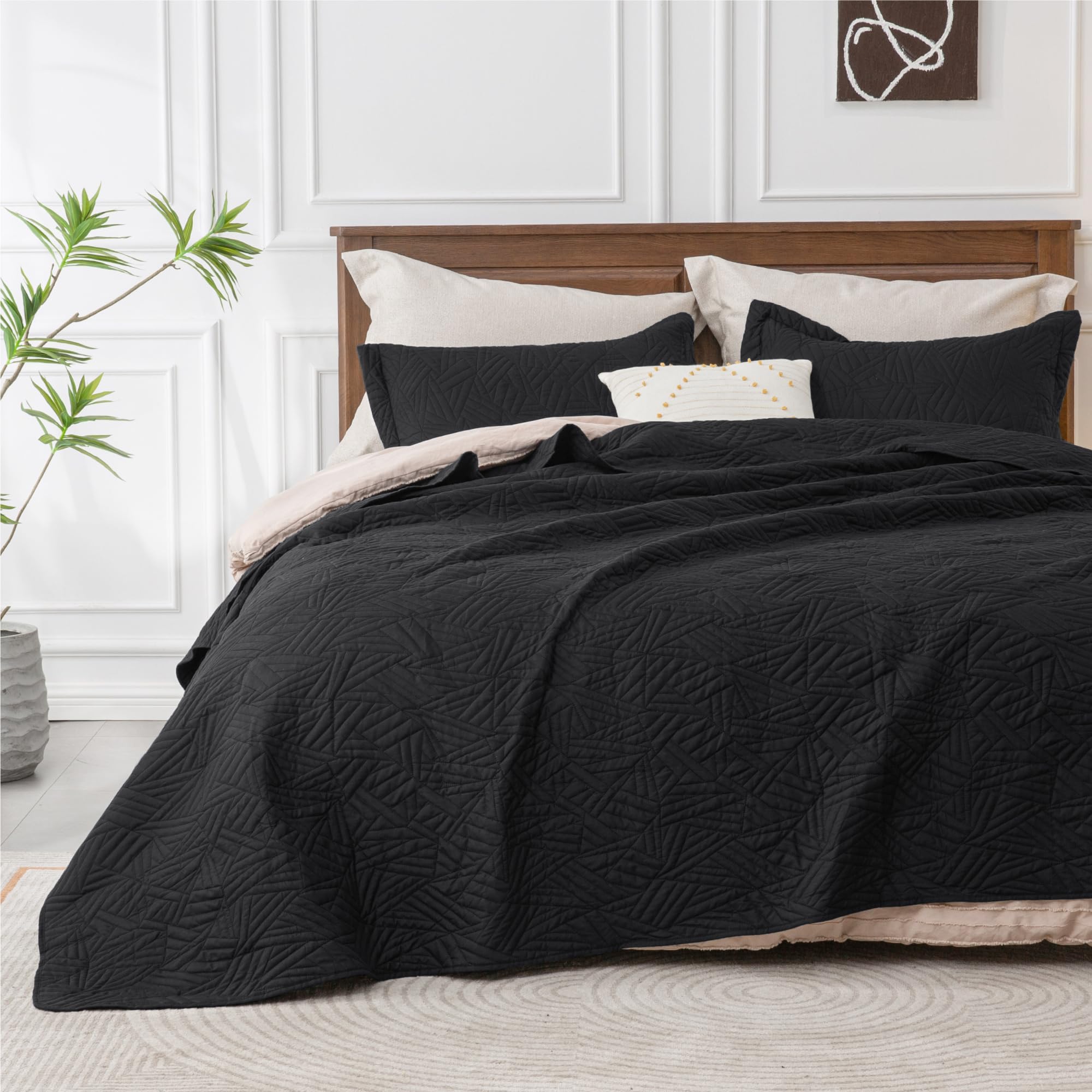 BEDELITE Coverlet Queen Bedspread - Summer Lightweight Full Size Quilt Set, Soft Modern Weave Pattern Gray Queen Quilt Bedding set 3 Pieces (1 Quilt 90" x 96" + 2 Pillow Shams)