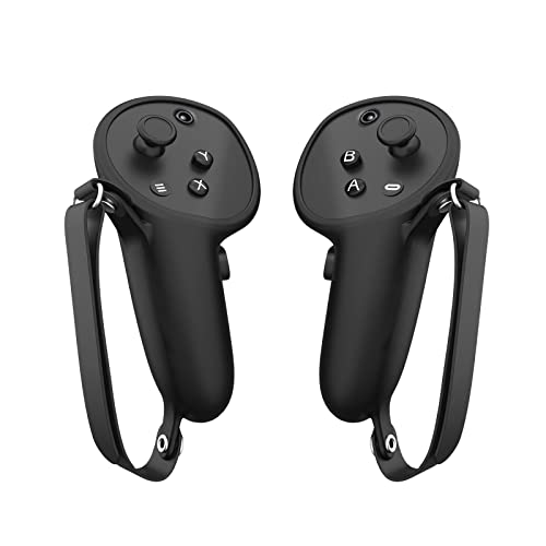 balikha 2Pcs Controller Protective Cover Anti Shock Soft Silicone with Adjustable Hand Strap Anti Slip Handle Protector Case for, Black