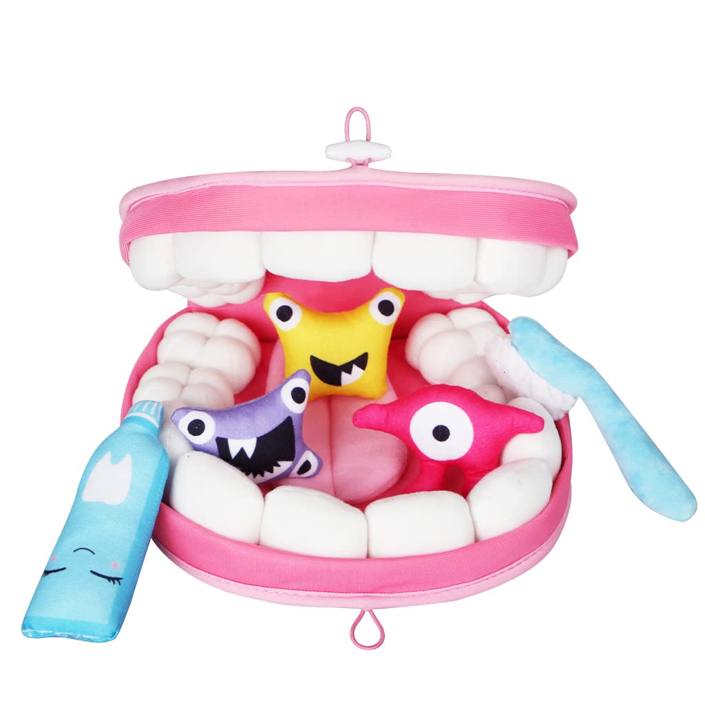 KAKIBLIN Educational Plush Toy, Preschool Educational Plush Toys for Kids, Teaching Kid How to Protect Teeth and Learning What in Their Oral