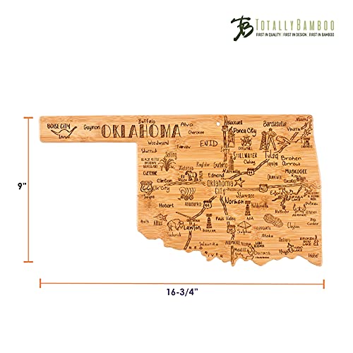 Totally Bamboo Destination Oklahoma State Shaped Serving and Cutting Board, Includes Hang Tie for Wall Display