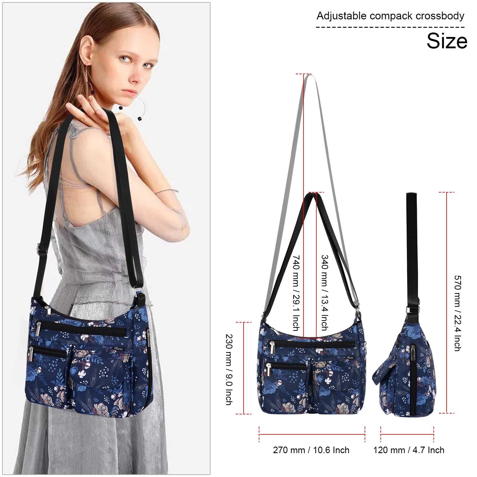 Kamo Crossbody Bag for Women - Multi-pocket Shoulder Bag Lightweight Messenger Bag Casual printed Purse Handbag Travel Bag