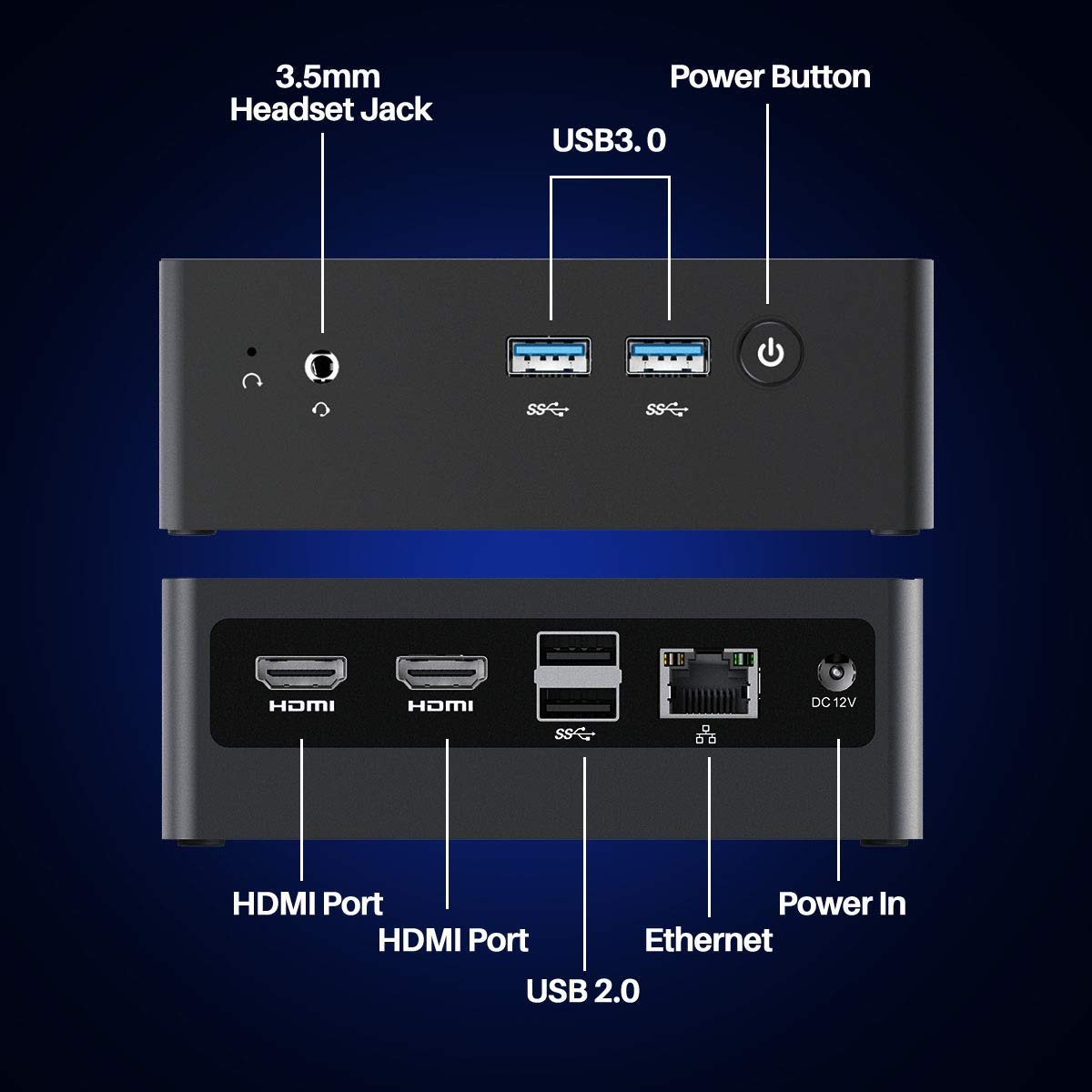 AWOW Mini PC Intel Atom x7-E3950, Mini Desktop Computer 8GB DDR4 128GB SSD 4K@30Hz, HDMI x2, Dual Band WiFi, USB x4 Gigabit Ethernet, BT