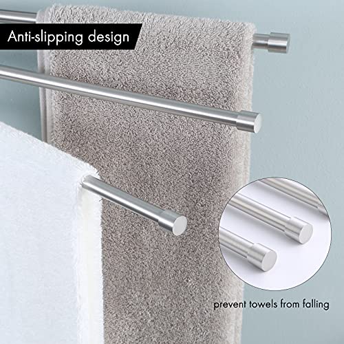 KES Bathroom Towel Bar 13.8 Inch Swing Arm Wall Mount Swing Out 4-Arm Towel Holder, SUS304 Stainless Steel Brushed Finish, A2102S4-2