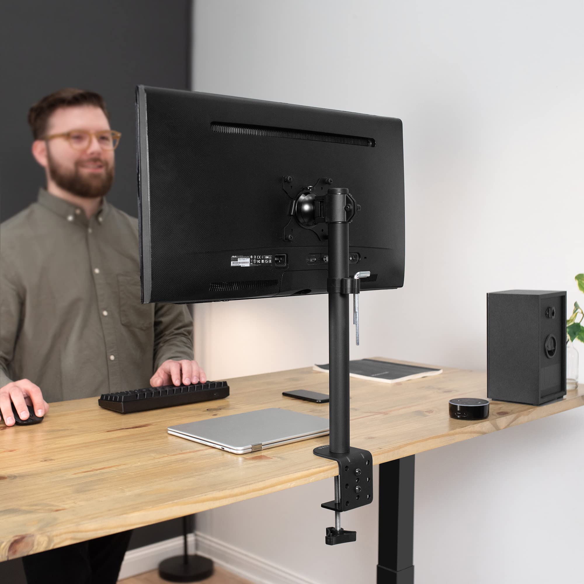 VIVO Single Ultrawide Monitor Fully Adjustable Desk Mount Stand for 1 LED LCD Ultra-Wide Screen up to 38 inches, STAND-V101A