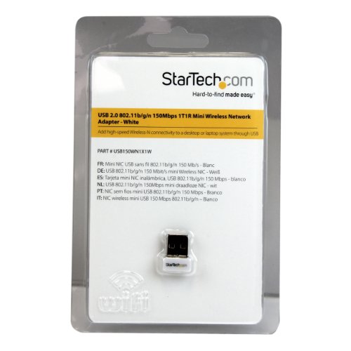 StarTech.com USB 150Mbps Mini Wireless N Network Adapter - 802.11n/g 1T1R USB WiFi Adapter - White USB Wireless Adapter - Wireless NIC (USB150WN1X1W)