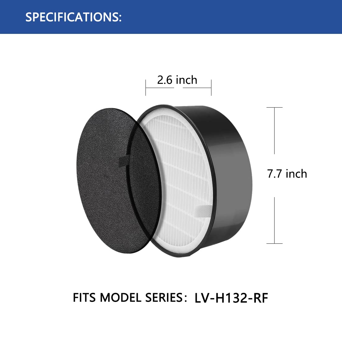 OUNEDA The True HEPA filter,Pre-filter,Activated carbon filter,Air Filter Replacement for LV-H132,Compatible with Levoit Air Purifier LV-H132 Air Purifier Filter 2pcs