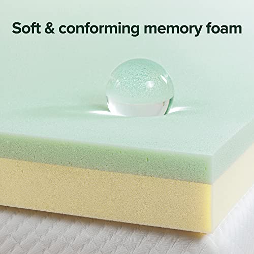 ZINUS 1.5/3/4-inch Green Tea Memory Foam Mattress Topper, Pressure-Relieving Layers, CertiPUR-US Certified, (3 in, King)