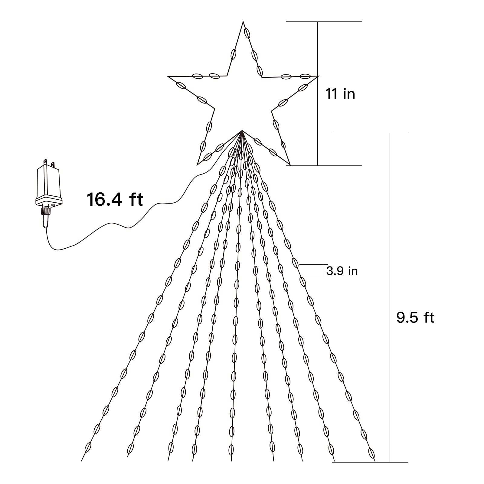 Outdoor Christmas Star String Lights, 16.4Feet Smart RGB Waterfall Tree String Light with APP Remote Control, 317LED DIY Timer Music Sync Shooting Star Lights for Indoor Outdoor Garden Decoration