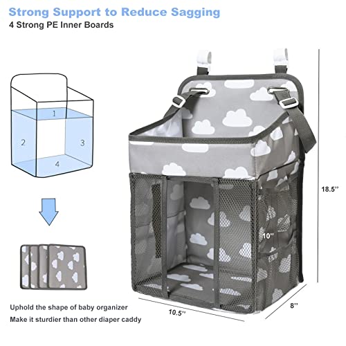 Yoe Gogh Hanging Diaper Caddy Organizer, Changing Table Baby Diaper Organizer with 4-Multi-Use Mesh Pockets, Nursery Storage Stacker for Cribs Playard Bassinet
