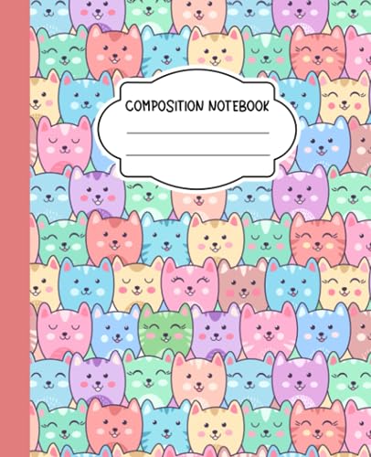 Composition Notebook Cute Kawaii Cats: Wide Ruled Paper Notebook Journal. Wide Lined Workbook for Girls, Boys, Kids, Teens and Students. ( 7.5 x 9.25, 110 Pages )