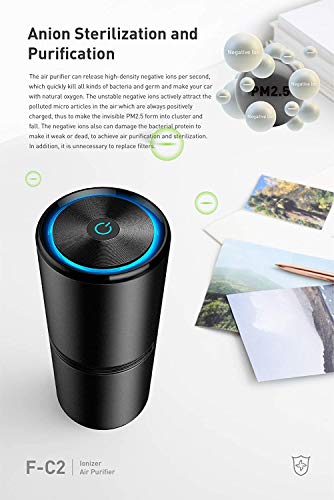 Lapurifier Car Air Purifier Ionizer, 12 Million Negative Ions for Smokers, 27dB Quiet Portable Ionic Air Purifiers for Car Small Room Removes Dust Pet Odors Pollen (California Available)