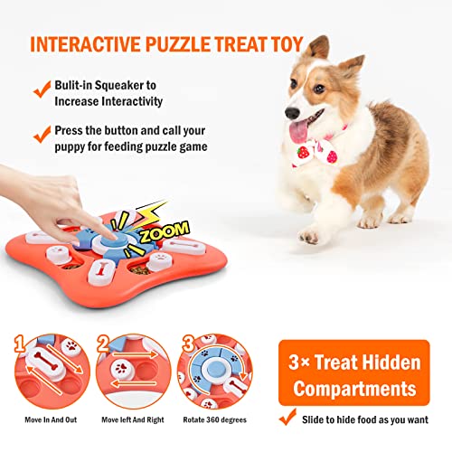 knitly Dog Puzzle Toys for IQ Training & Mental Enrichment, Interactive Dog Toys for Large Medium Small Dogs,Dog Treat Puzzle Dispensing Slow Feeder with Squeaky Design for Training & Fun Feeding