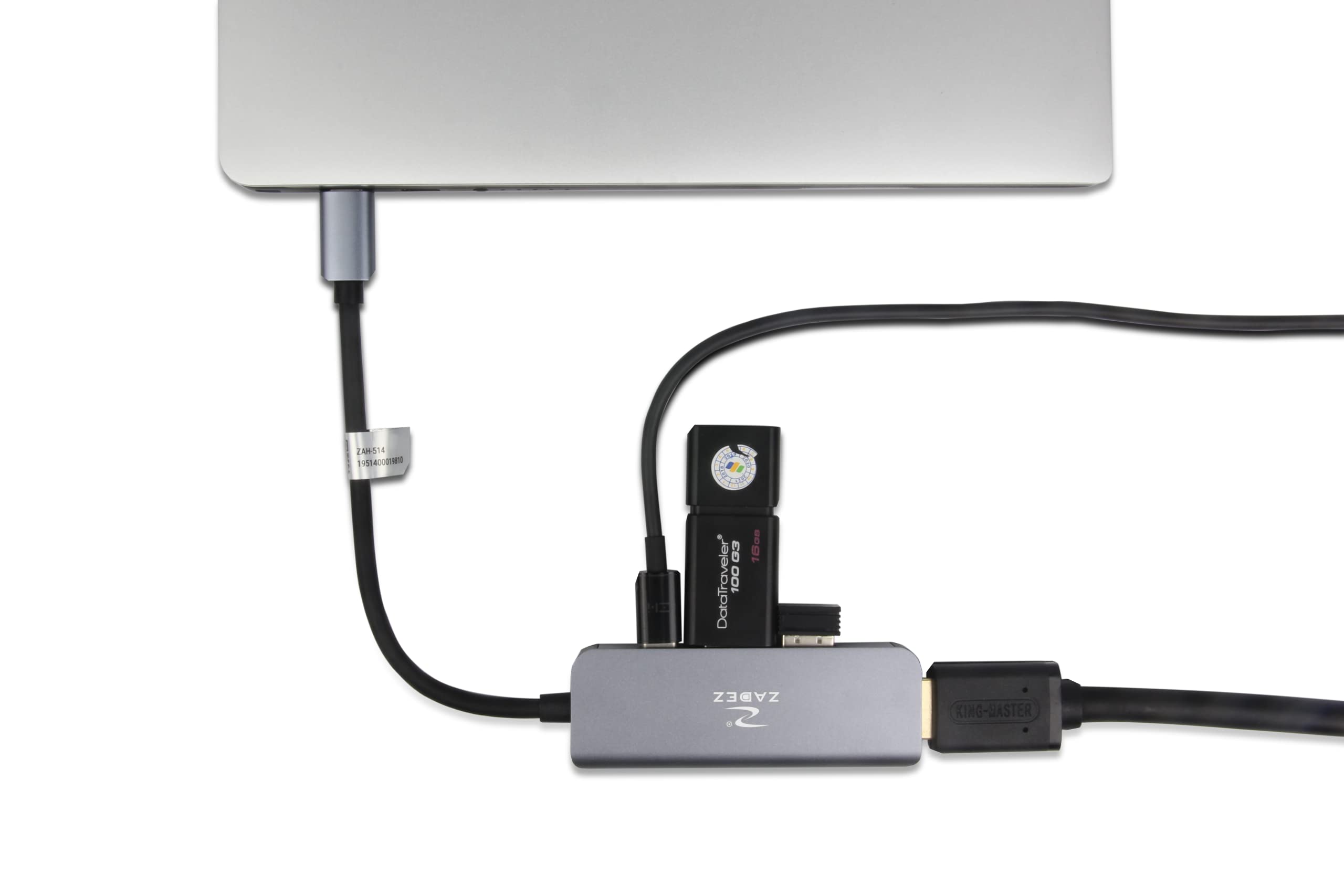ZADEZ ZAH-514 USB-C Hub 4-in-1 Type-C (USB-C) Connection Standard, HDMI Port 4K (30 Hz) - Charge Port 60W - Data Transfer(up to 4.8 Gbps) Aluminum Material, Maximum Heat Dissipation