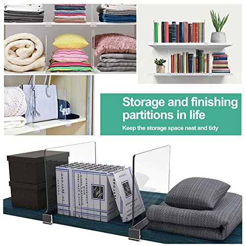 kingdalux 4Pack Acrylic Shelf Dividers for Closets Organization, Clear Shelve Divider for Purses Organizer and Clothes Storage Separators Shelves, for Bedroom,Kitchen, Cabinets, Bathroom, Office