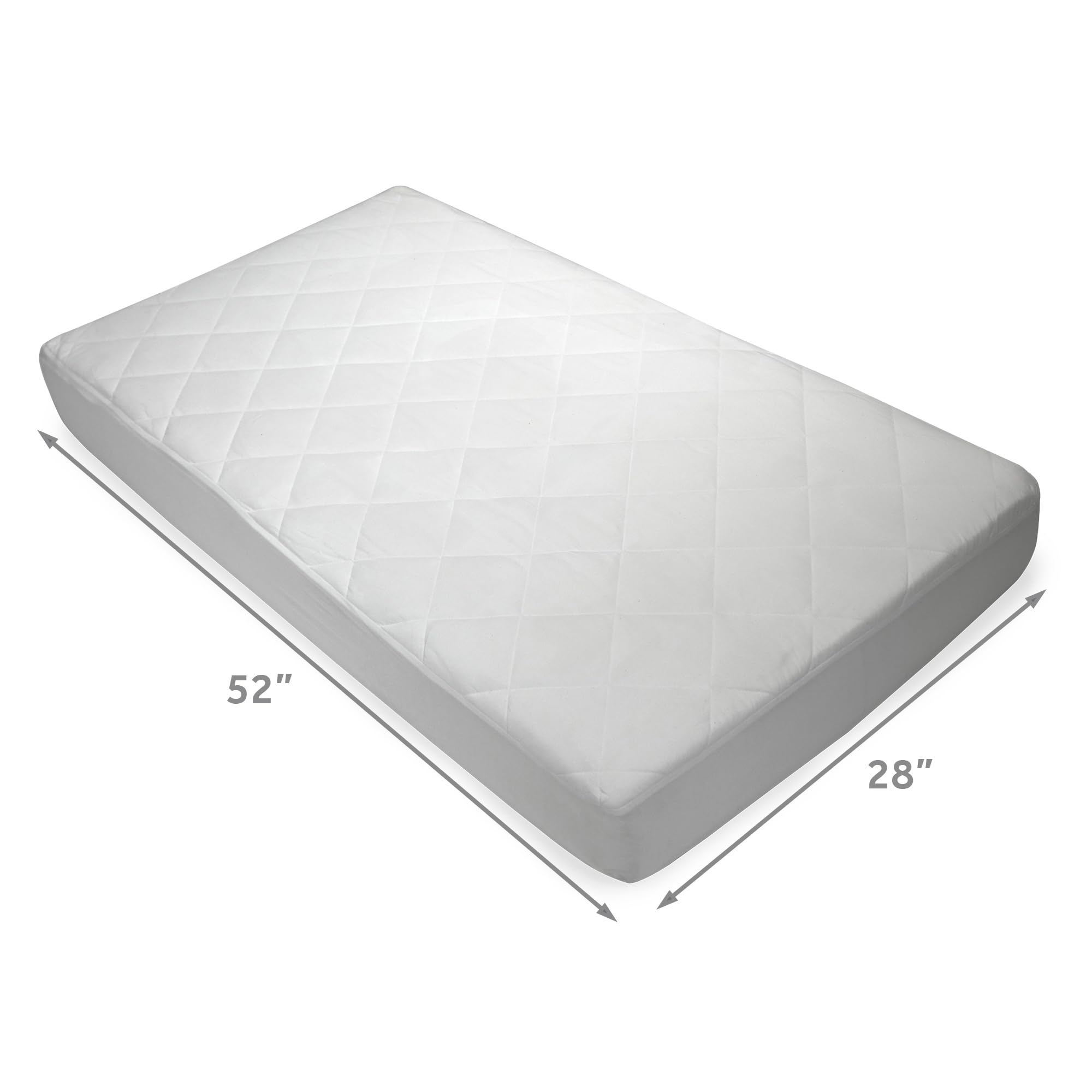 Sealy Baby Naturals Cotton Fitted Ultra Absorbent Infant Crib Mattress Protector Pad and Toddler Bed Cover, Durable and Comfortable Topper, Machine Washable and Dryer Friendly, 52β x 28β- White