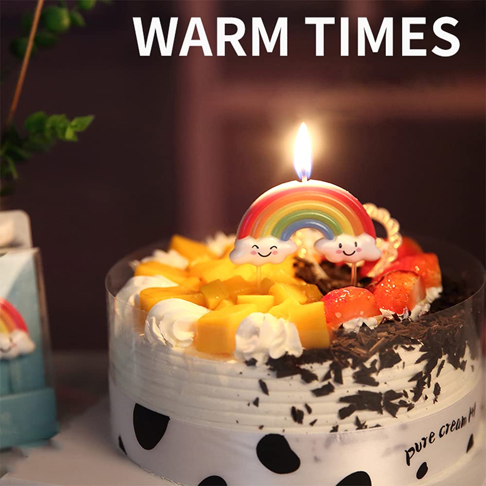 Cute Birthday Candle, Rainbow Cake Topper Cake Decoration Candle