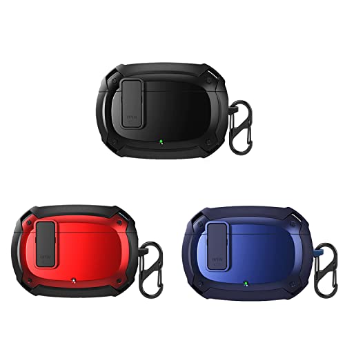 LiZHi Upgrade Beats Studio Buds Case 2022, Full-Body Protective PC Shockproof TPU with Security Lock Latch Carabiner Cover Men Women with Keychain for New Beats Studio Ear Buds Case (Black)