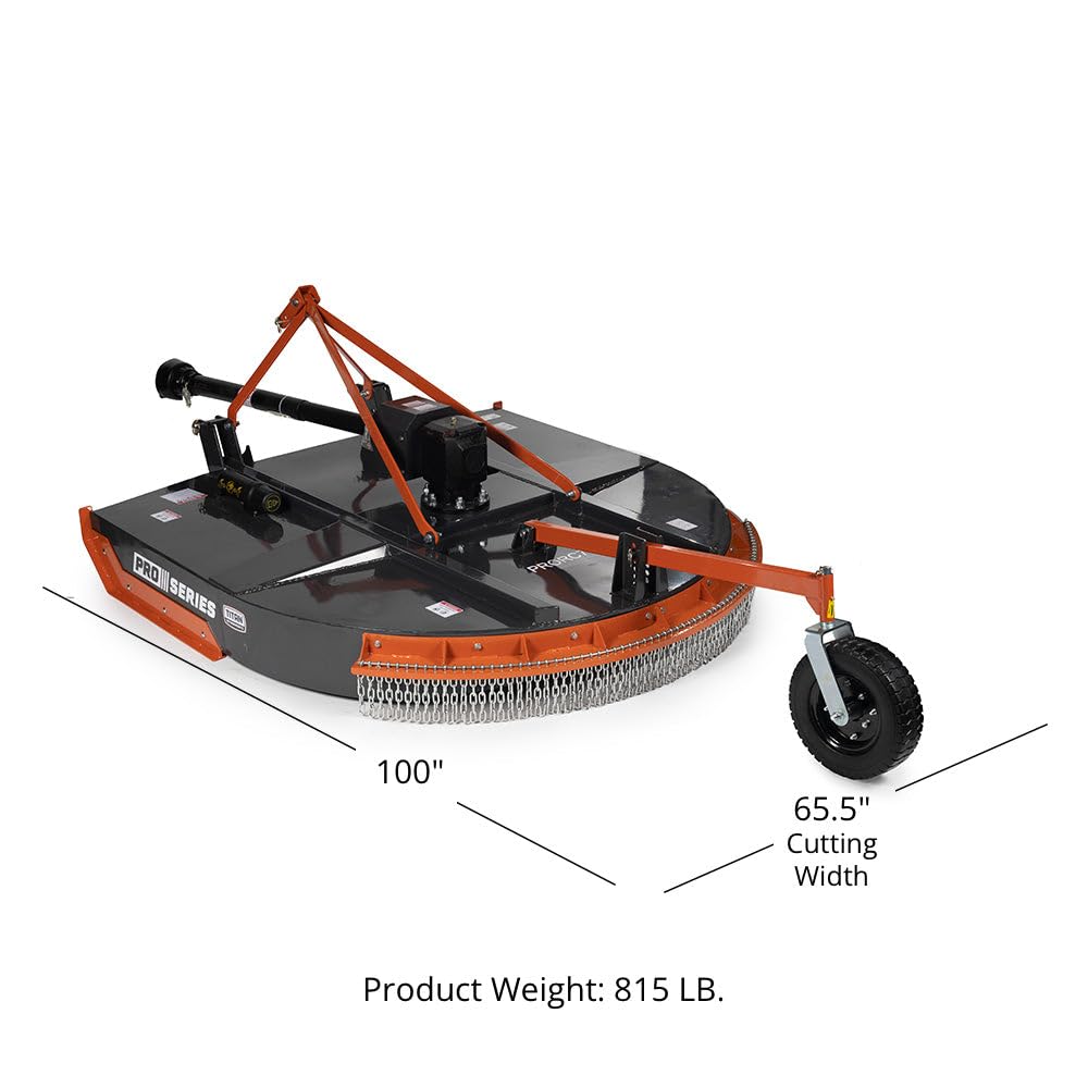 Titan Attachments 5 FT PRO Series Rotary Cutter, for Cat 1 Tractors with Rear 3 Point Hitch, Cast Iron Gear Box with Slip Clutch PTO Shaft, Brush Cutter Attachment, Mulches with Rear Discharge