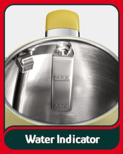 Hazel Quinn X Eduardo Recife Collaboration Electric Kettle with Thermometer - 1.7 Litres / 57.5 Ounces Retro Tea Kettle, All Stainless Steel, Fast Boiling 1200W, Cordless, BPA-free, Automatic Shut-Off