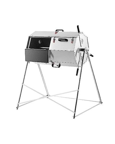 Compost Bin Stainless Steel Dual-Chamber Garden Composter 33/71/106 Gallons Capacity Composting Trash Can for Kitchen Yard (Color : 125L, Size : 1)