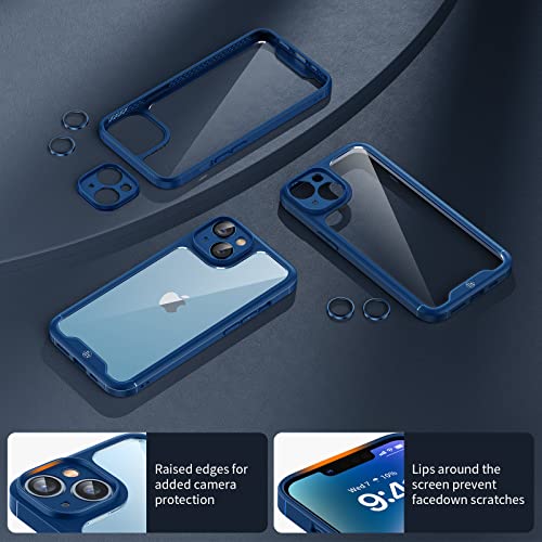 LK [3-in-1 for iPhone 14 Case Clear with 2pcs Screen Protector & Lens Protector 10FT Military Grade Drop Tested, Slim Protective Phone Case for iPhone 14, 6.1inch, Capri Blue