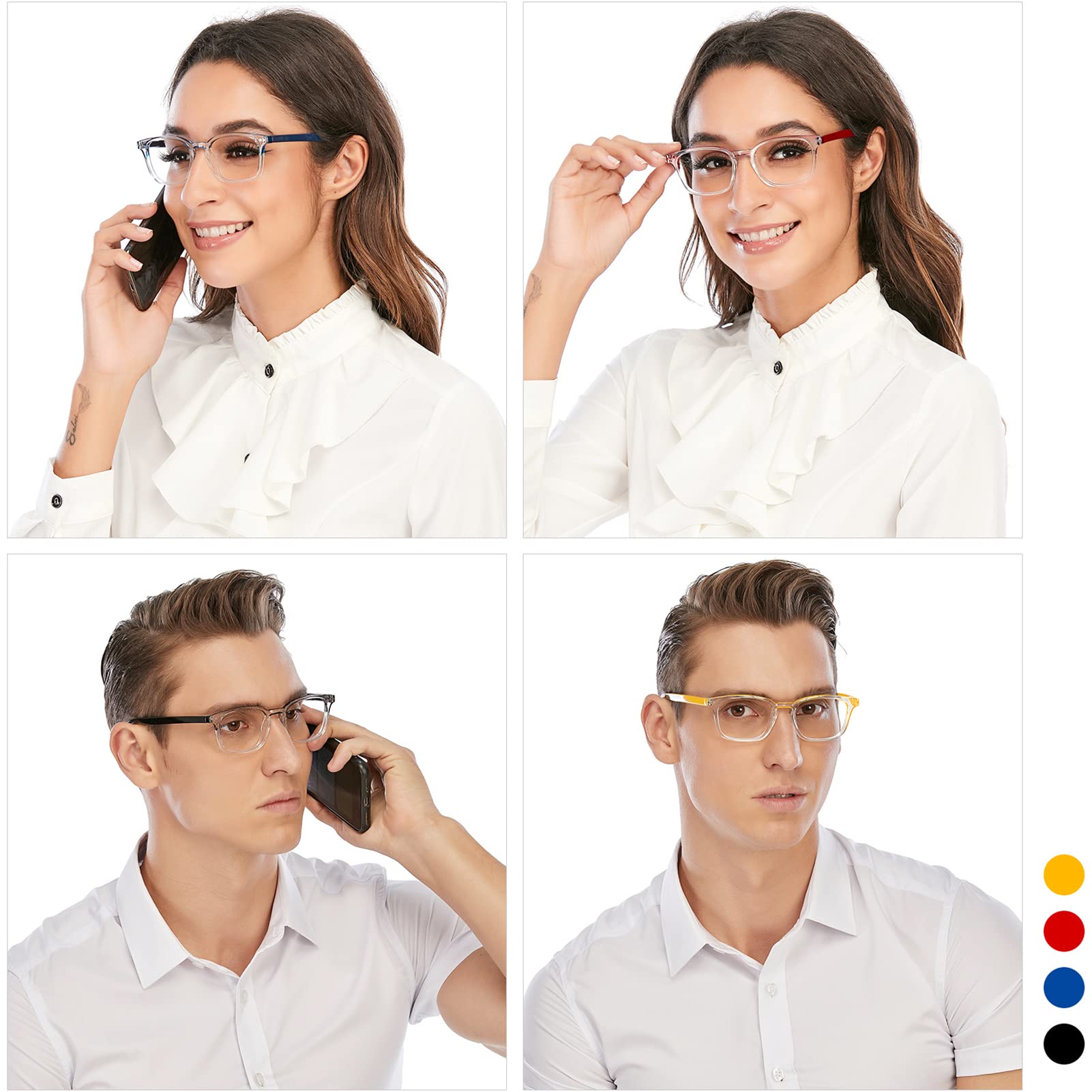 AQWANO Computer Reading Glasses Blue Light Blocking, Quality Clear Readers for Women Men Anti Glare Filter UV Ray Filter with Spring Hinge, 2.0