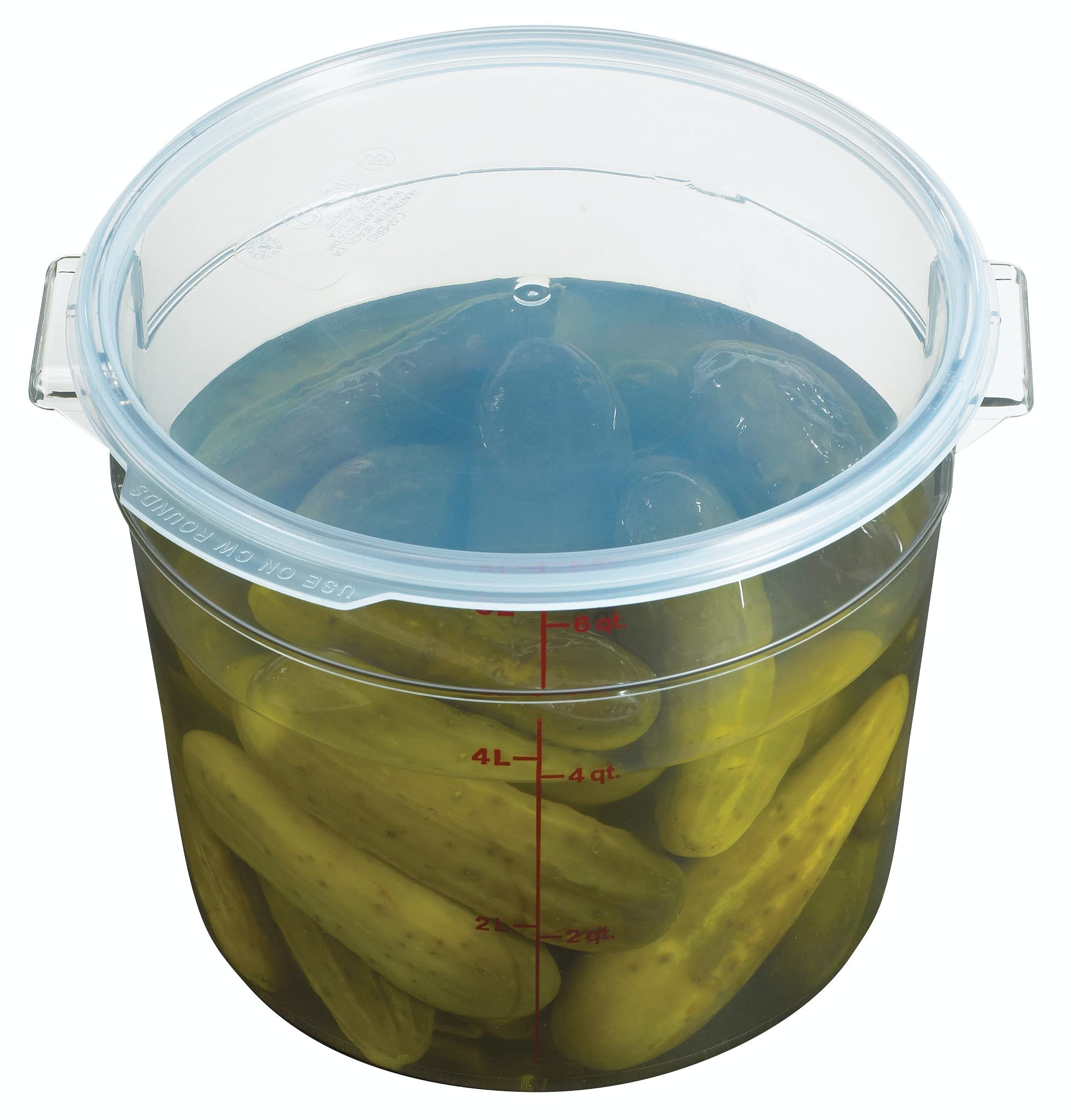 Cambro RFSCW6135 Camwear Round Food Storage Container, Polycarbonate, Clear, NSF, 6 Quart