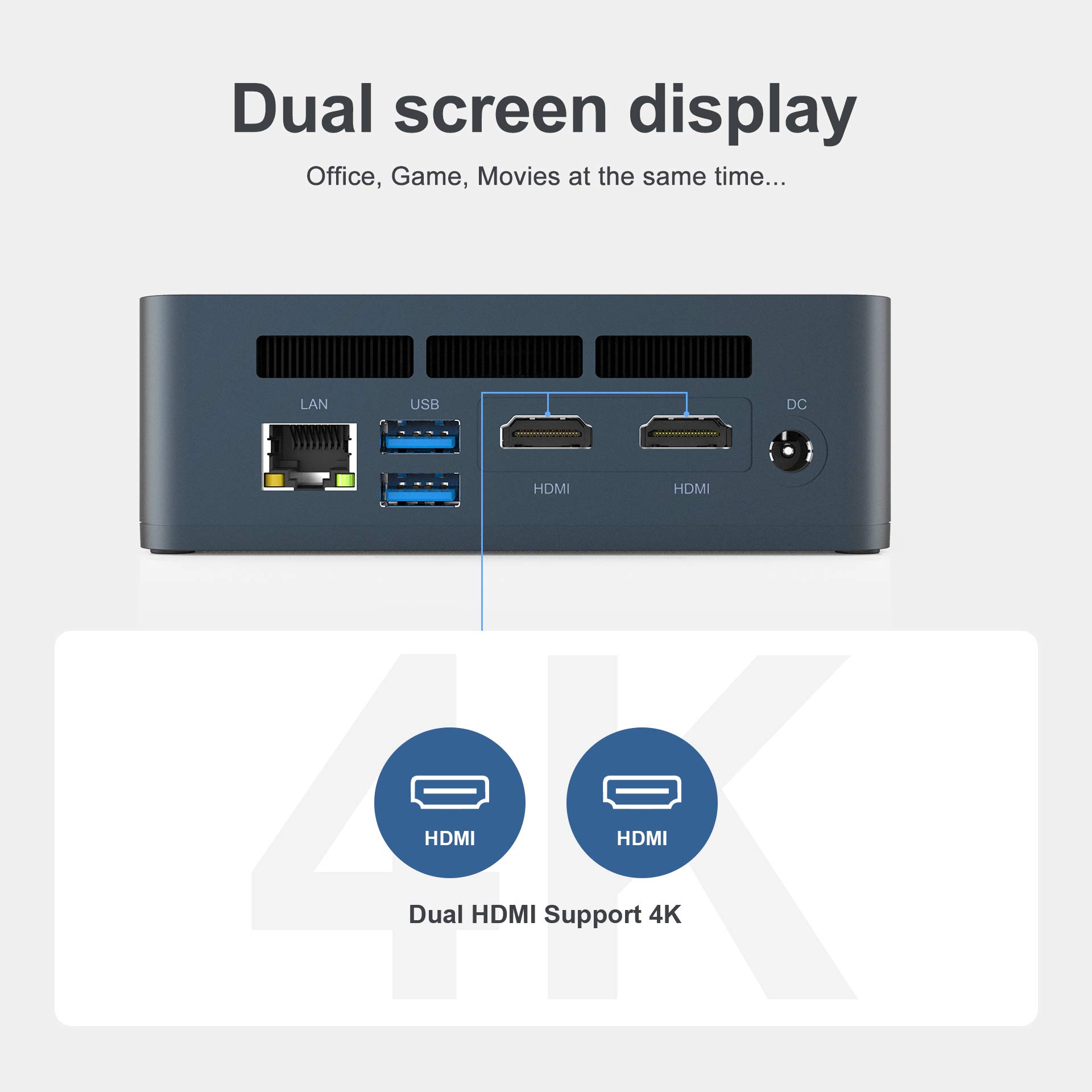 Beelink SEi8 Mini PC 8th Generation Intel i5-8279U Processor,(up to 4.1GHz) Mini Computer with 8G DDR4 RAM/256G M.2 NVME SSD,Supports 6MB Smart Cache,4K@30Hz Dual HDMI,WiFi5,BT5.0