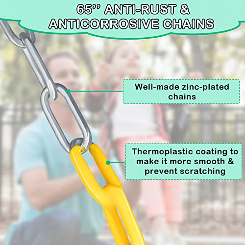 Highpro Swings Seats Heavy Duty with 65 Inches Chain Plastic Coated and 2 Hooks, Playground Swing Set Accessories Replacement, Support 250lb (Green)