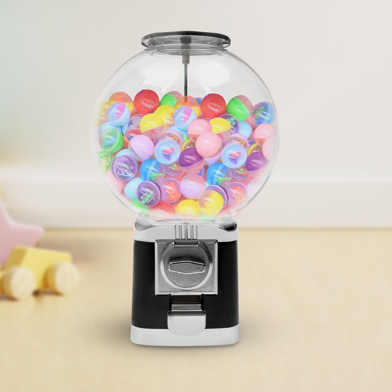 BANLICALI Vending Machine, Modern Freestanding Mini Candy Vending Machine with Keys, Big Bubble Gumball Bank for 1.26" Ball, Gumball Dispenser Machine for Business Black Coin Capacity 800-1000