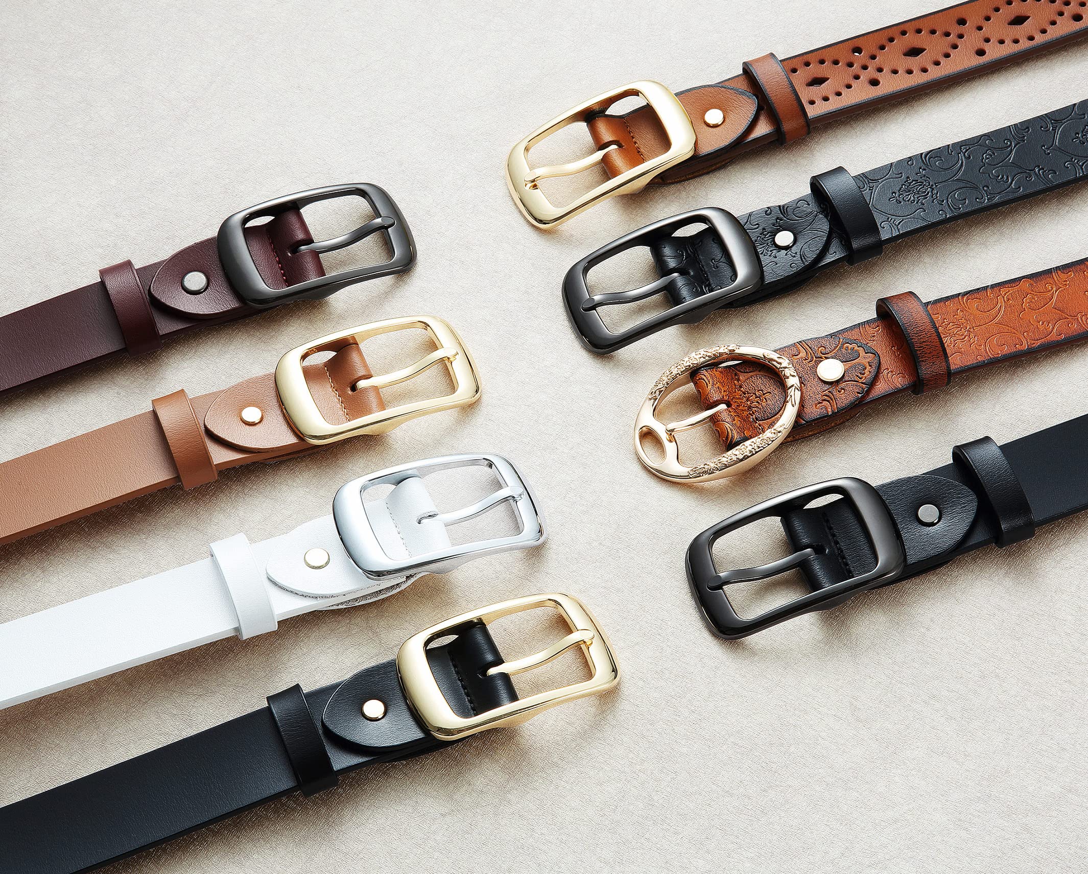CHAOREN Black Belt Women for Jeans - Leather Belt Women 1.3" Width - Genuine Leather Crafted by Hand
