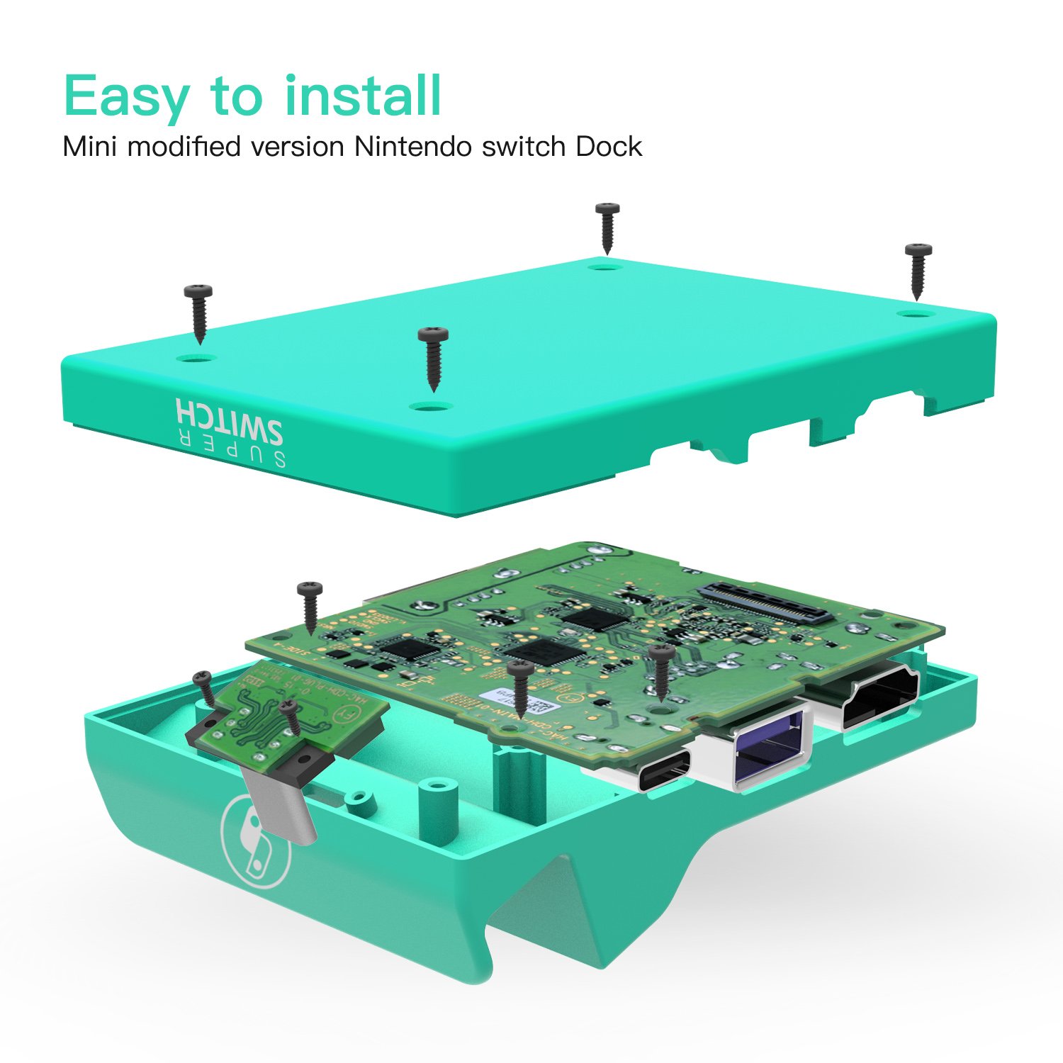 BASSTOP Portable Dock Replacement Case for Nintendo Switch (Only The case, You Have to DIY with The Circuit Board chip from The Original Dock