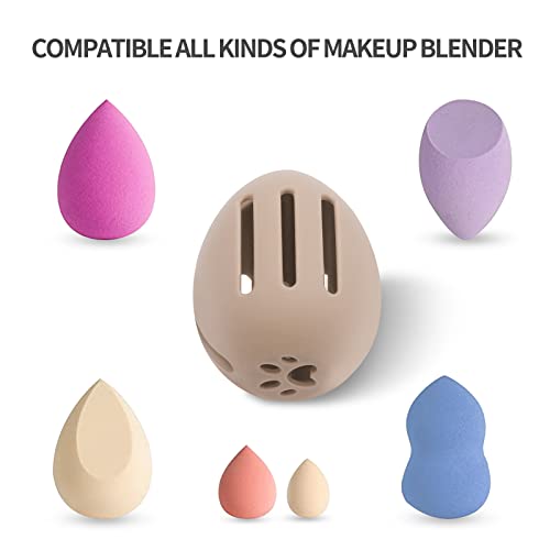 Beauty Blender Holder | Powder Puff Storage | Breathable Make-up Sponge Case for Business or Travel (Khaki*1)