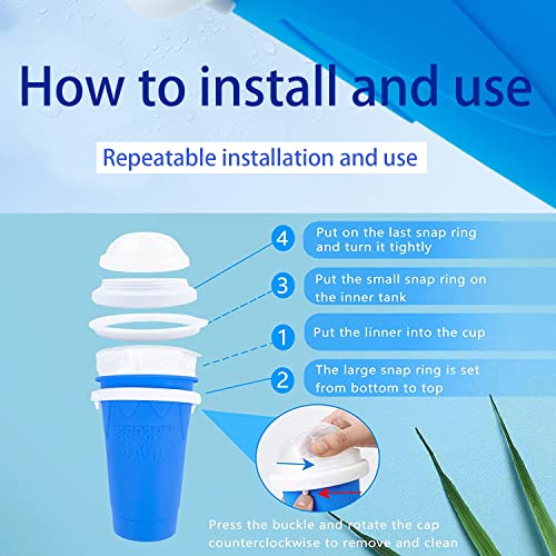 Slushy Cup Slushie Maker Cup, Frozen Magic Smoothies Cup, Double Layers Silica Cup,Magic Quick Frozen Smoothies Cup,DIY Homemade Slushies,Magic Slushy Maker Squeeze Cup Portable for Milkshake… (Pink)