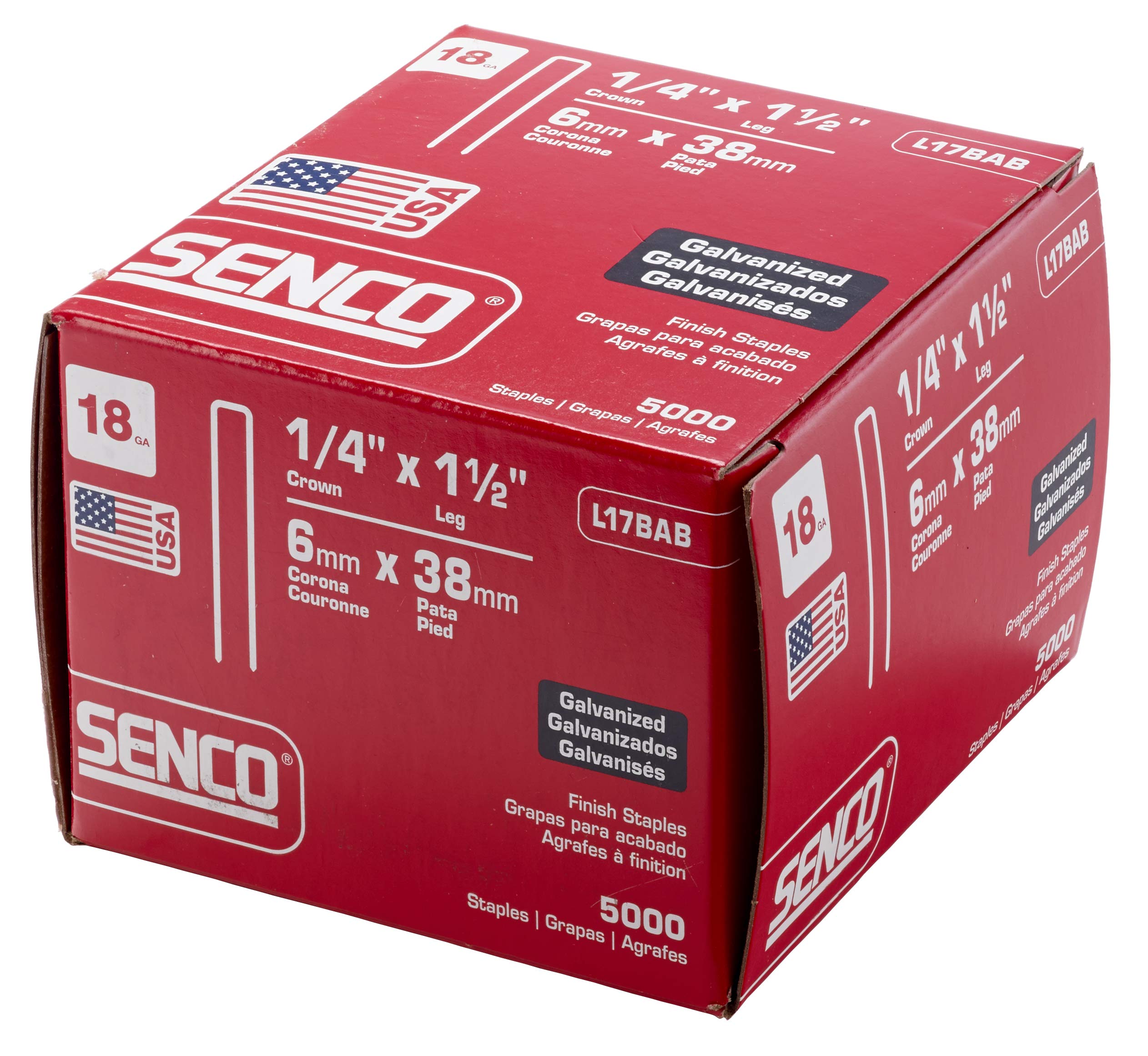 Senco, L17BAB, Staple, 18 ga, 1-1/2 In, PK5000