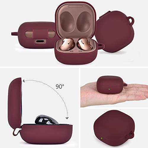 Filoto Case for Samsung Galaxy Buds 2 (2021) / Galaxy Buds Pro (2021) / Galaxy Buds Live/Buds 2 Pro, Cute Silicone Earbuds Protective Case Cover with Bracelet Keychain (Burgundy)