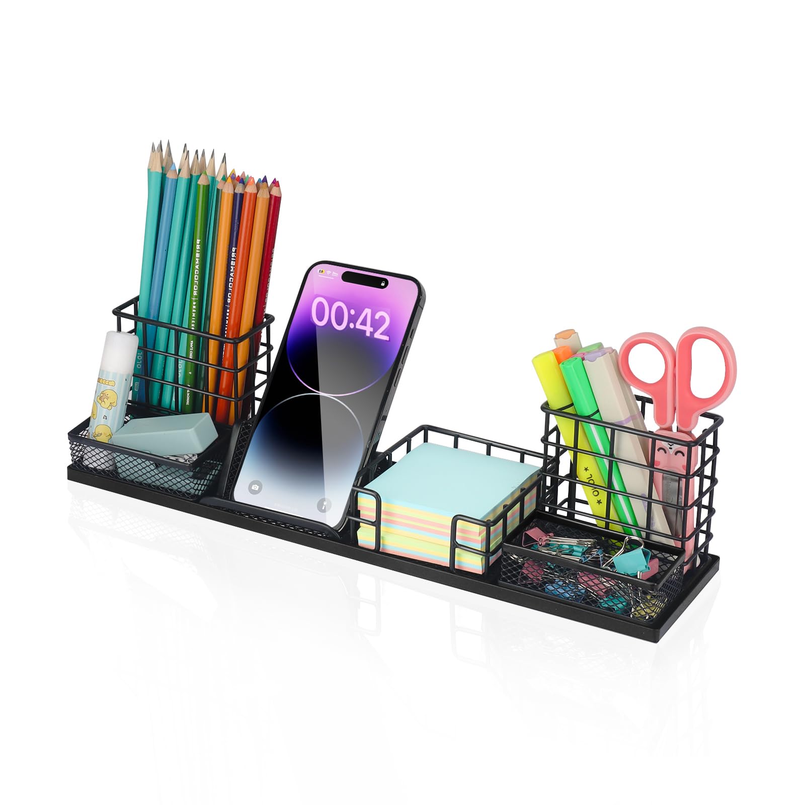 Banshou Pencil Holders,Mesh Pen Holder for Desk,Black Round Pencil Holder for School,Home,Office and other Office Desk Organizers (Black 6Pack)