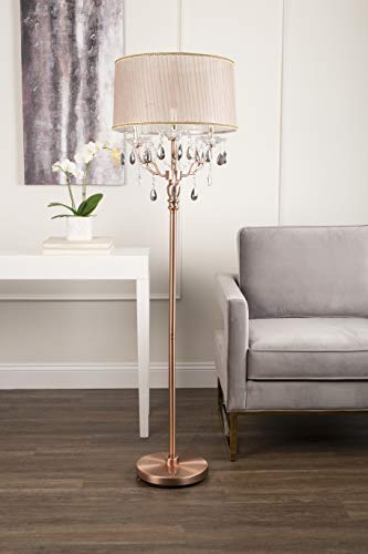 OK LIGHTING OK-5126F OK-5126f Rosie Crystal Floor Lamp Deer Antler Inspired, 18" x 18" x 62"