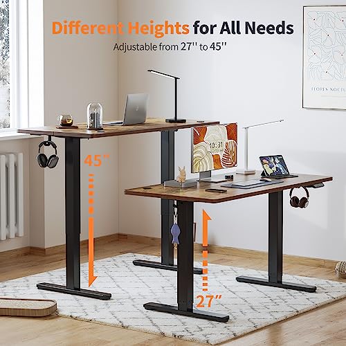 BANTI 48'' Electric Standing Desk,Adjustable Height Stand Up Desk,Sit Stand Home Office Desk, Rustic Brown Top