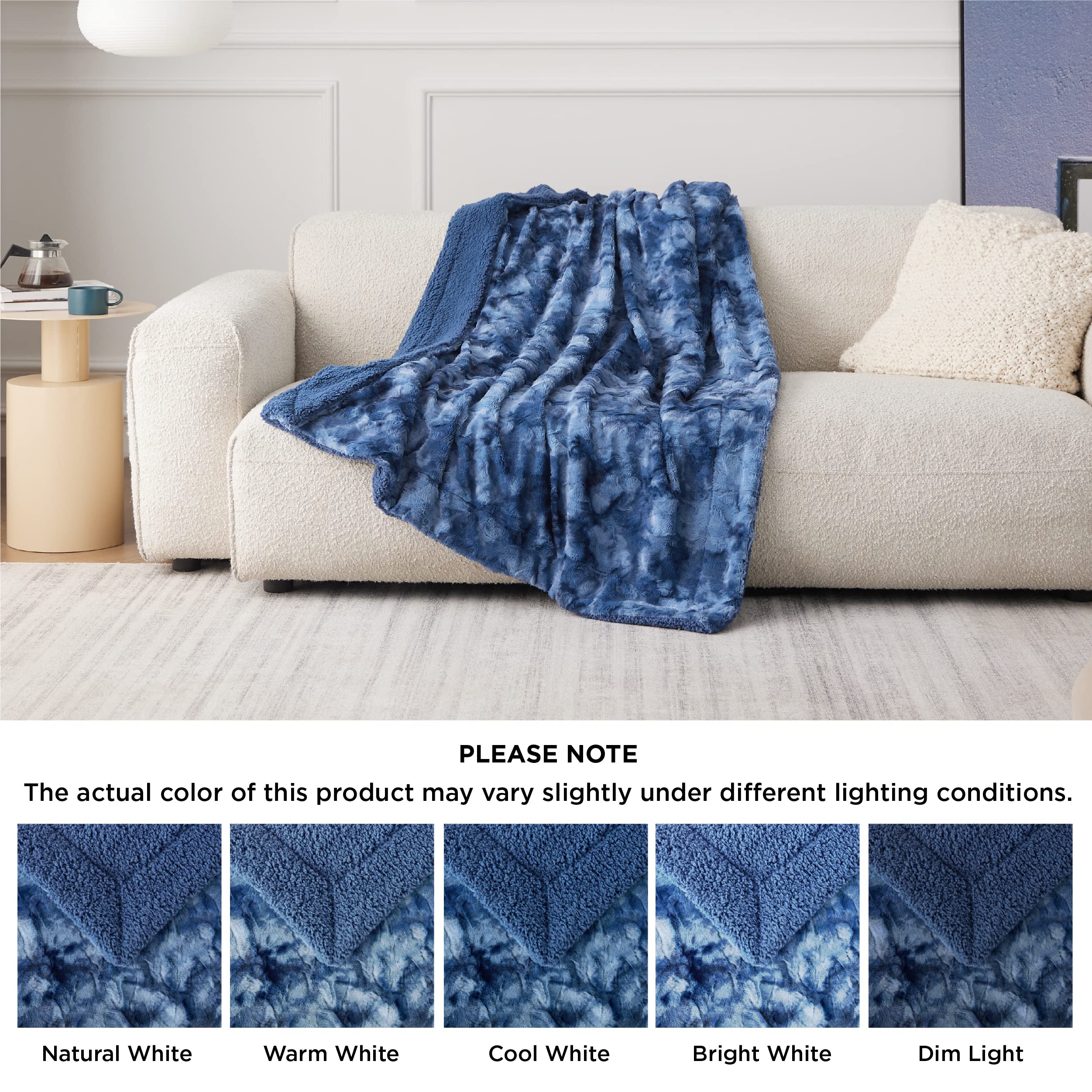 Bedsure Fuzzy Blanket Twin Size - Indigo, Soft and Comfy Sherpa, Plush and Furry Faux Fur, Reversible Twin Blankets for Couch, Sofa and Bed, 60x80 Inches