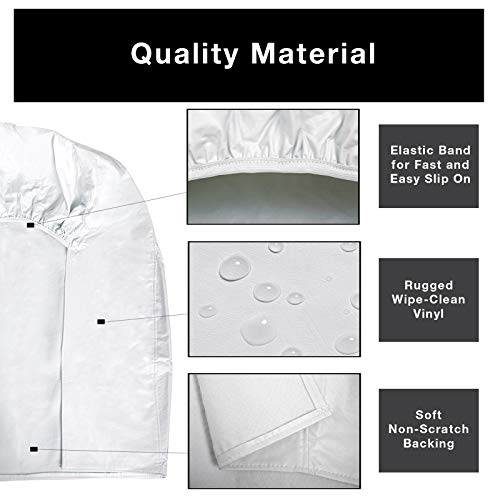 Smart Design RV Wheel Covers - Model 4 - Protects Against Rust & Outside Storage Damage - Trailer, Semi Trucks, Travel, & Large Vehicle Tires (2-Pack) (Fits 32-34.5" Diameter Wheels) [White w/ Felt]
