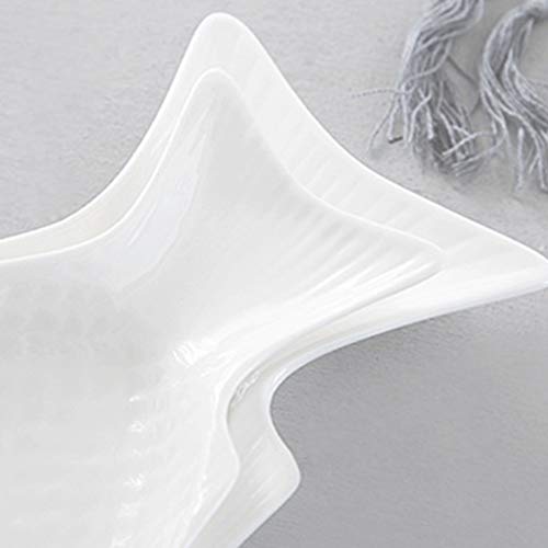 Healeved Fish Plates Ceramic,Serving Food Platter Serving Platters Shrimp Cocktail Serving Dish Storage Platter for Restaurants Home (11 Inches White)