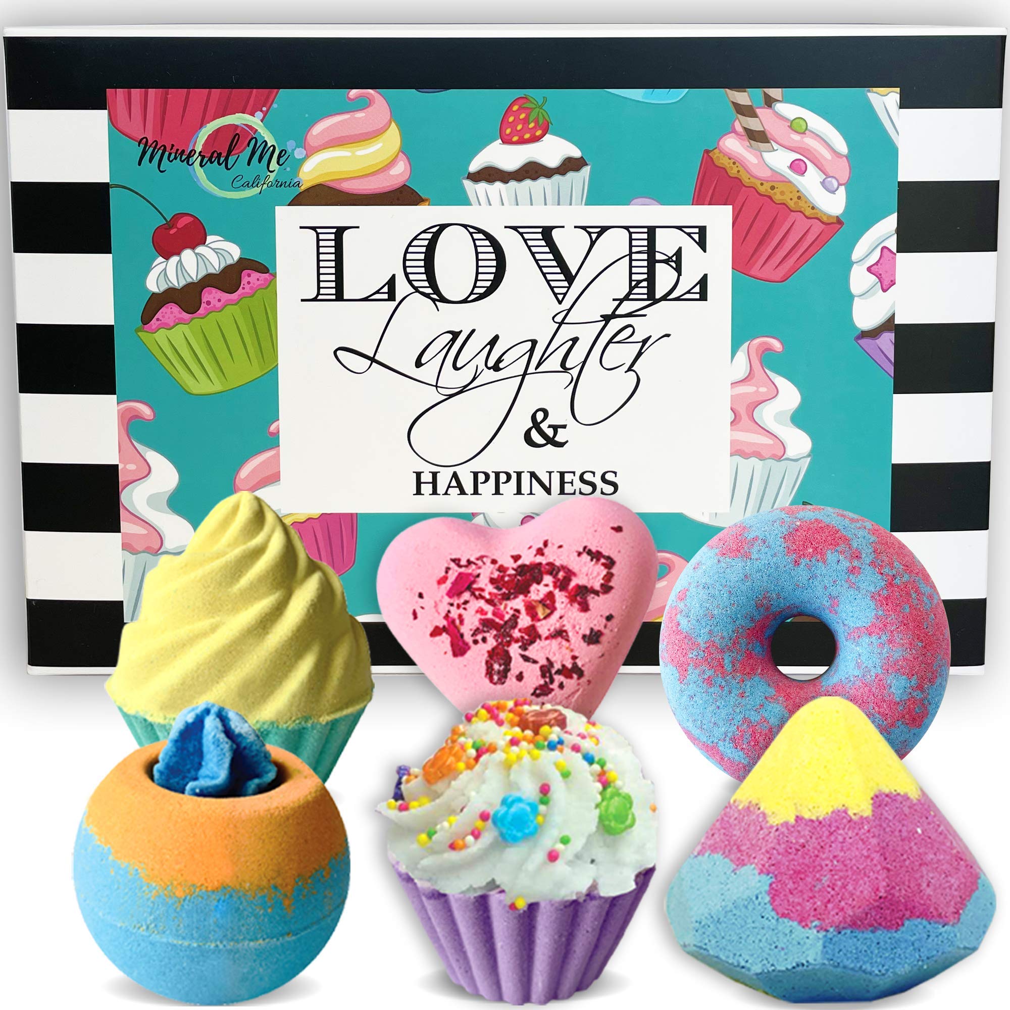 Bath Bombs Gift Set - Birthday Bath Bombs for girls, 6 Aromatherapy Natural Bath bombs with Organic Ingredients, Skin Moisturizing Bubble Bath Fizzy, Gentle for Kids, Bath bombs for Women Relaxing