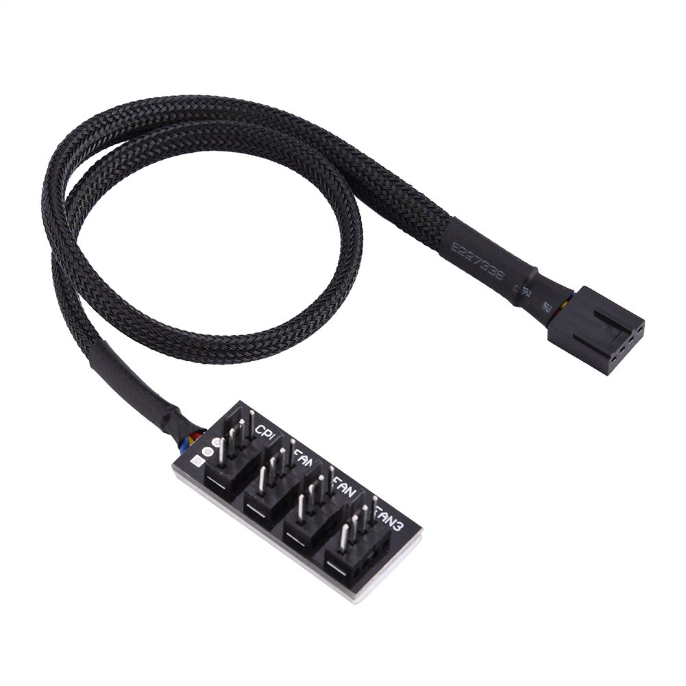 Bewinner 4-Pin PWM Fan Hub, 4-pin Male for CPU Fan PC Fans Hub, Computer CPU/Case Fan Power Multi Splitter Connector Cable Adapter for 12V Computer 3-pin 4-pin Fans